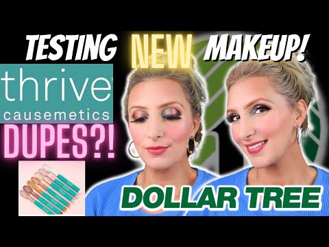 FULL FACE of NEW DOLLAR TREE MAKEUP Try-On | $1.25 THRIVE DUPES? La Colors Eye & Lip Crayons |