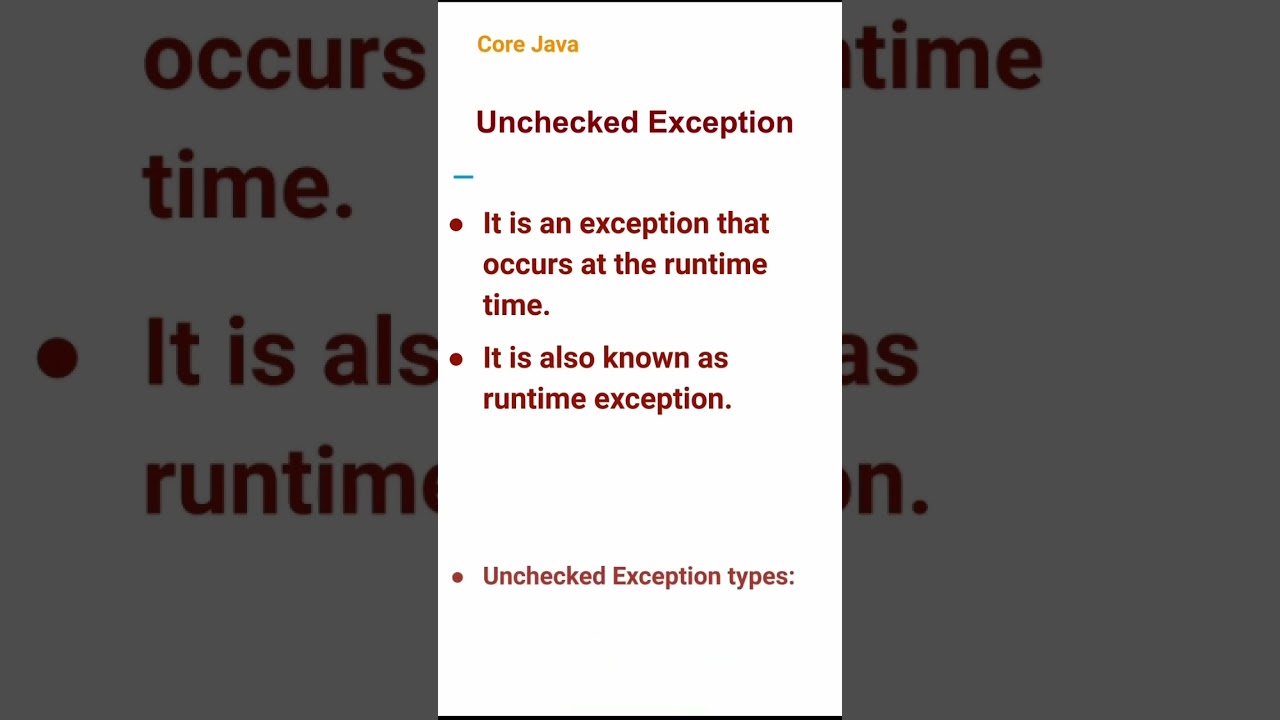 Unchecked Exception (34) #corejava
