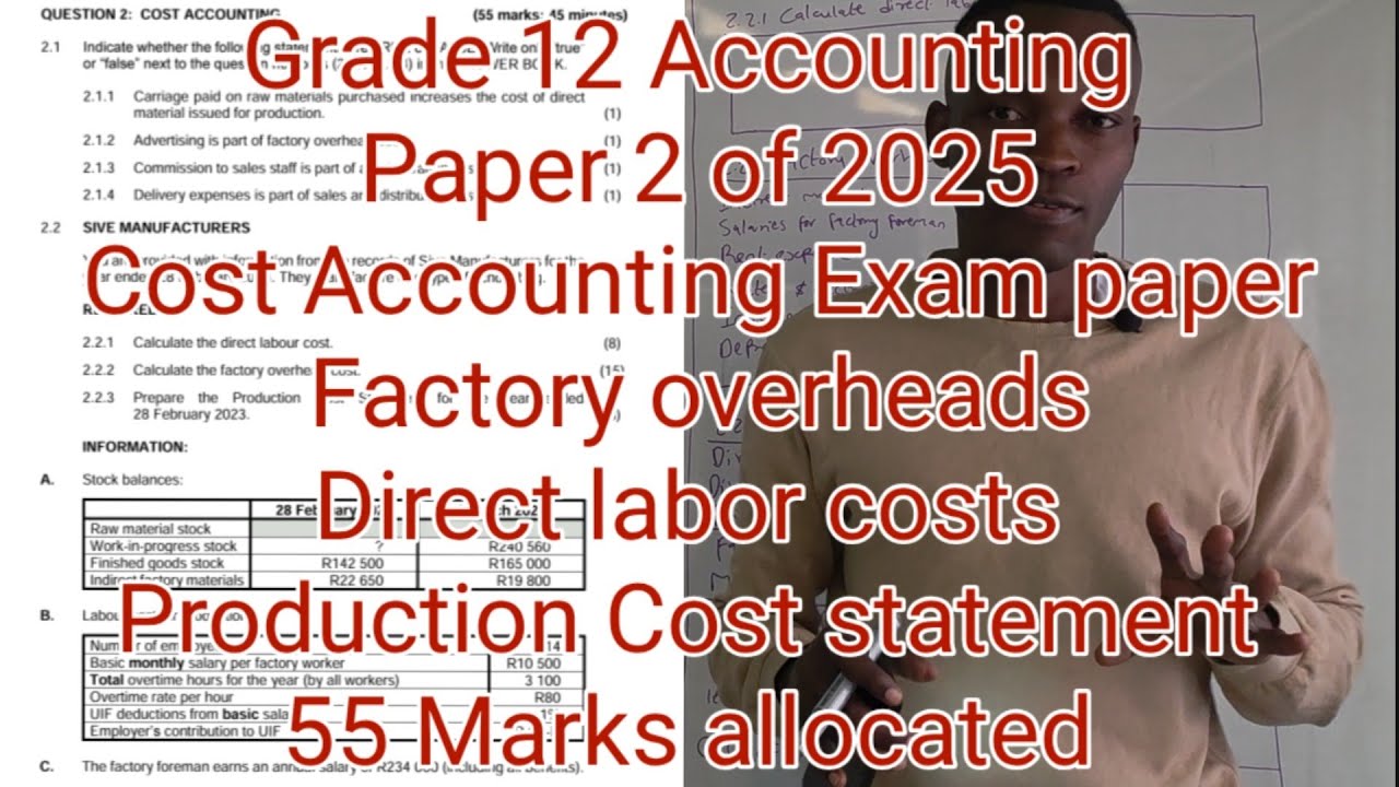 Grade 12 Cost Accounting Paper 2 | Production Cost Statement of 2025