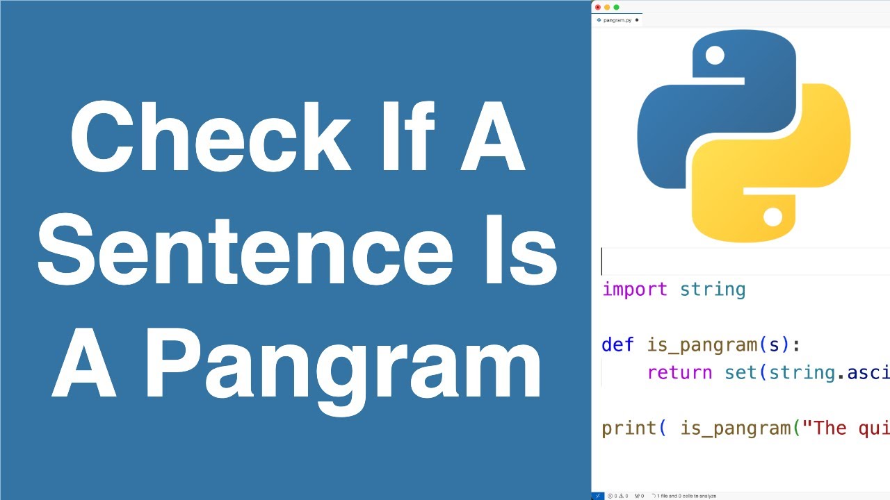Check If A Sentence Is A Pangram | Python Example