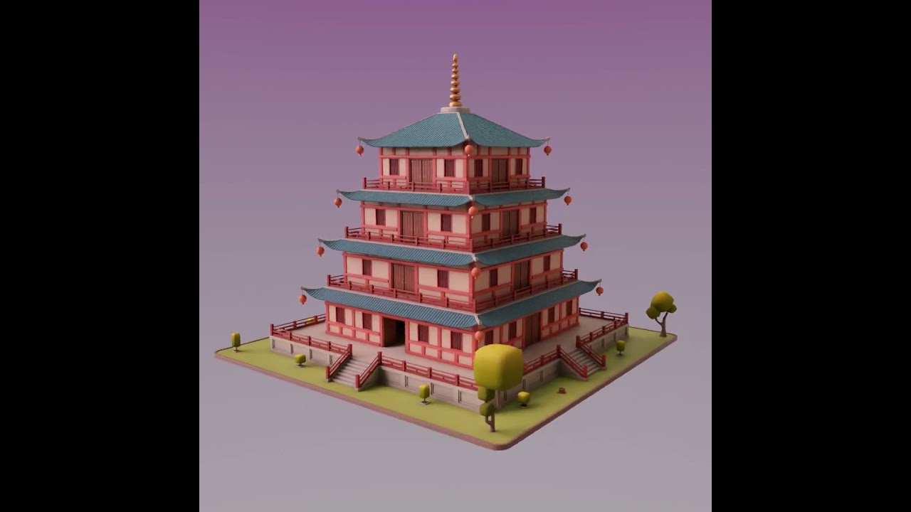 Stylized Chinese Temple 01 #animation #3dmodeler #3danimation #3dmodellers  #blender #3dmodelling