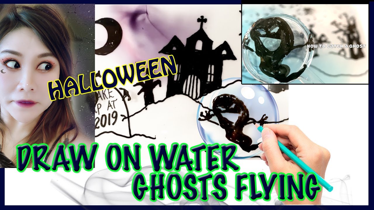 Draw on water! GHOST flying/ HALLOWEEN party /Upside-down drawing