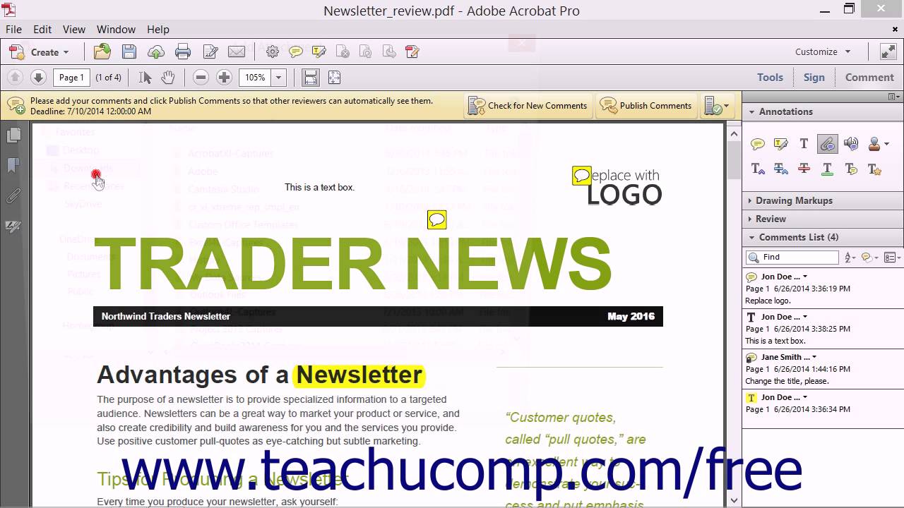 Adding Comments and Annotation - Adobe Acrobat XI Training Tutorial Course