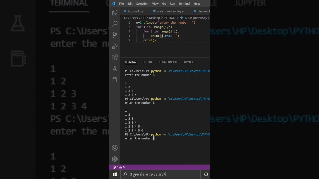 Printing Numbers in a Pattern Python Program