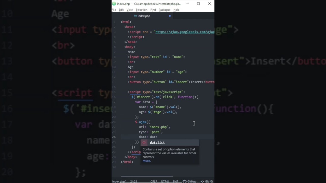 Insert Form Data Using jQuery Ajax In PHP MySQL
