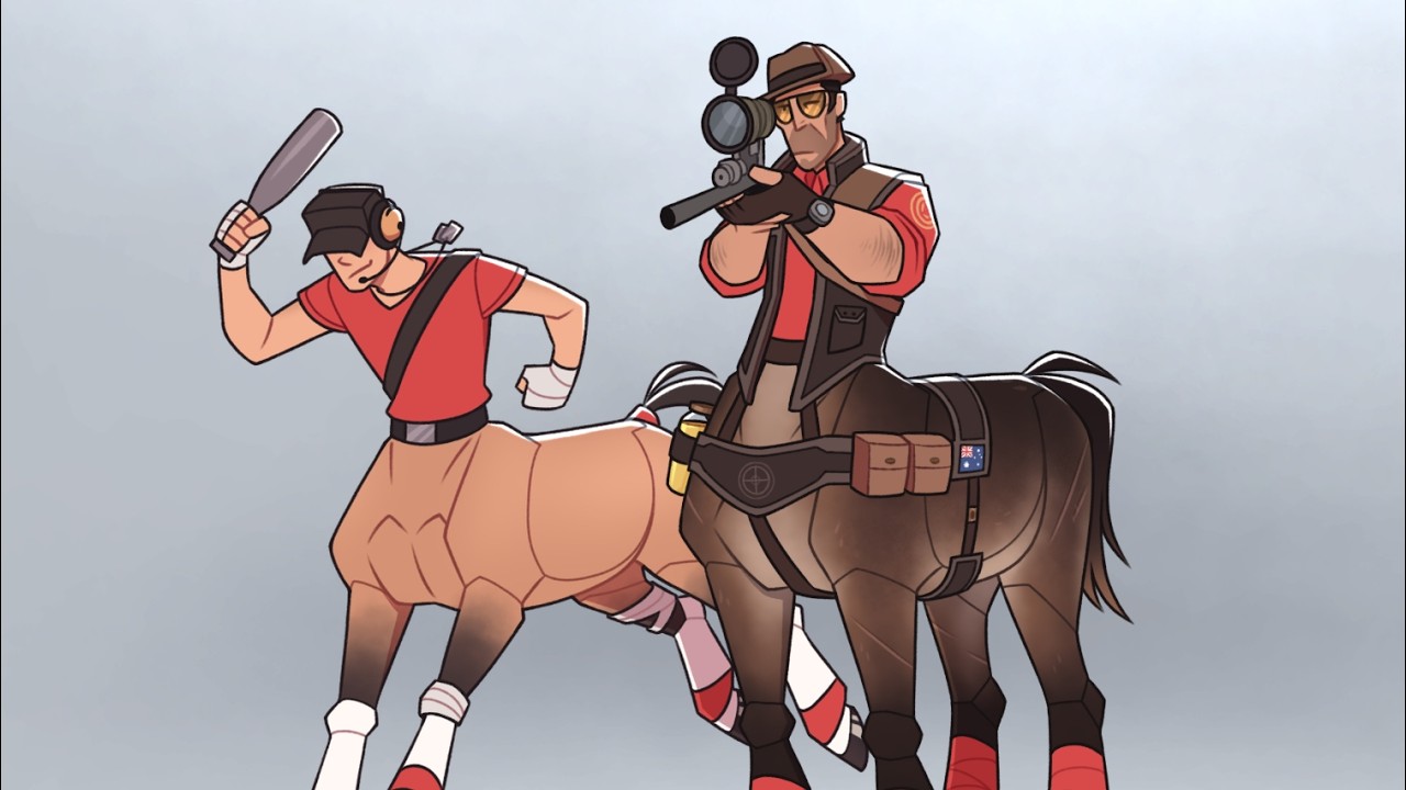 TF2 Centaur Scout runs circles around the other mercs (and Pauling)
