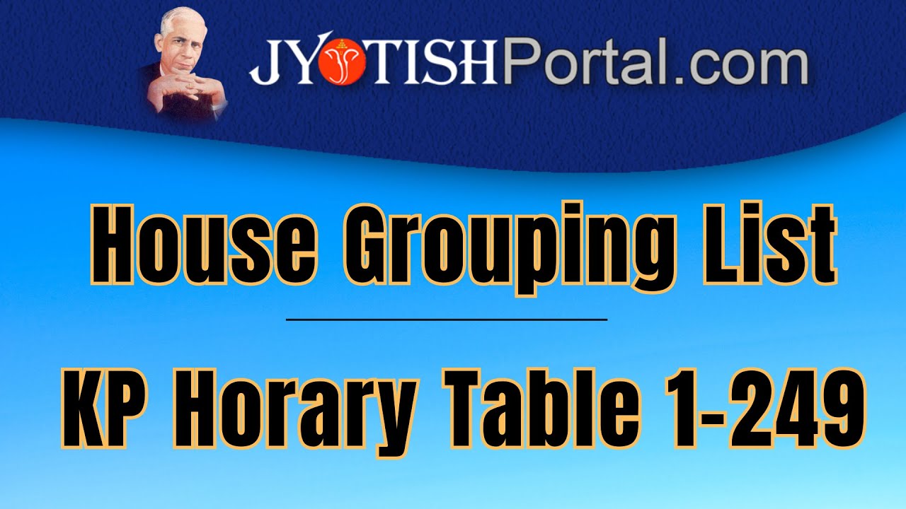 House Grouping List | KP Horary Table 1-249 on JyotishPortal.com