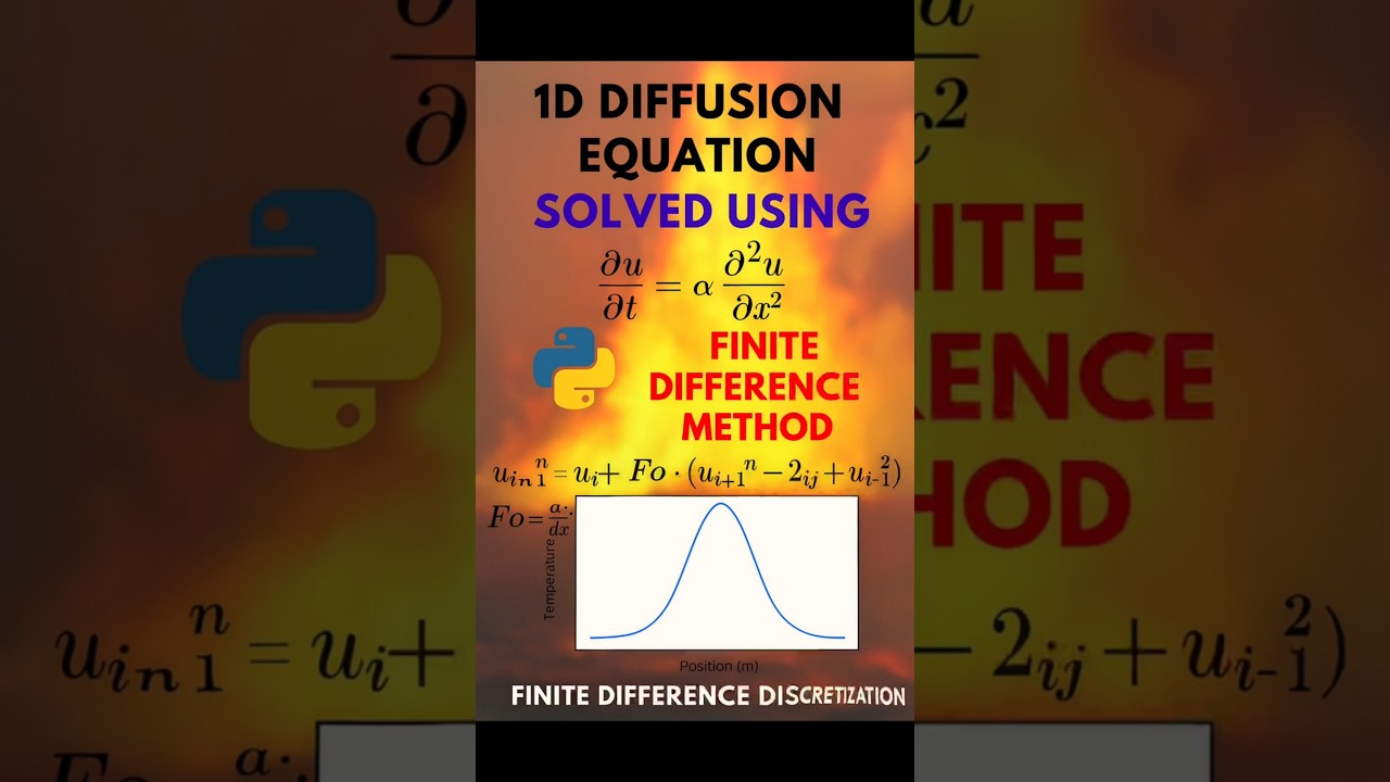 1D Diffusion Equation Solved with Python | Finite Difference Method Tutorial for Beginners #cfd