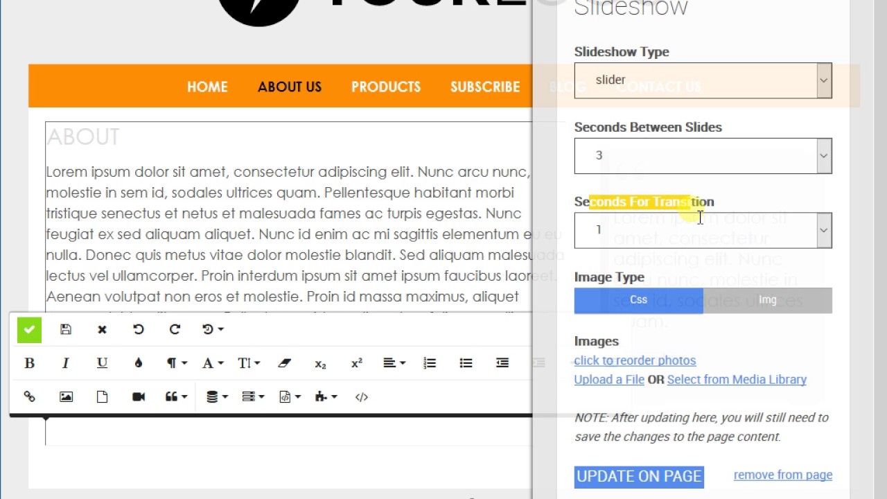 EditMode: slideshow snippet