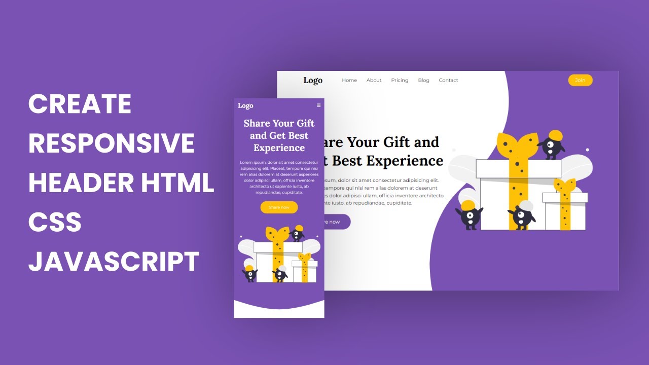 Create Responsive Header Website | HTML CSS JavaScript