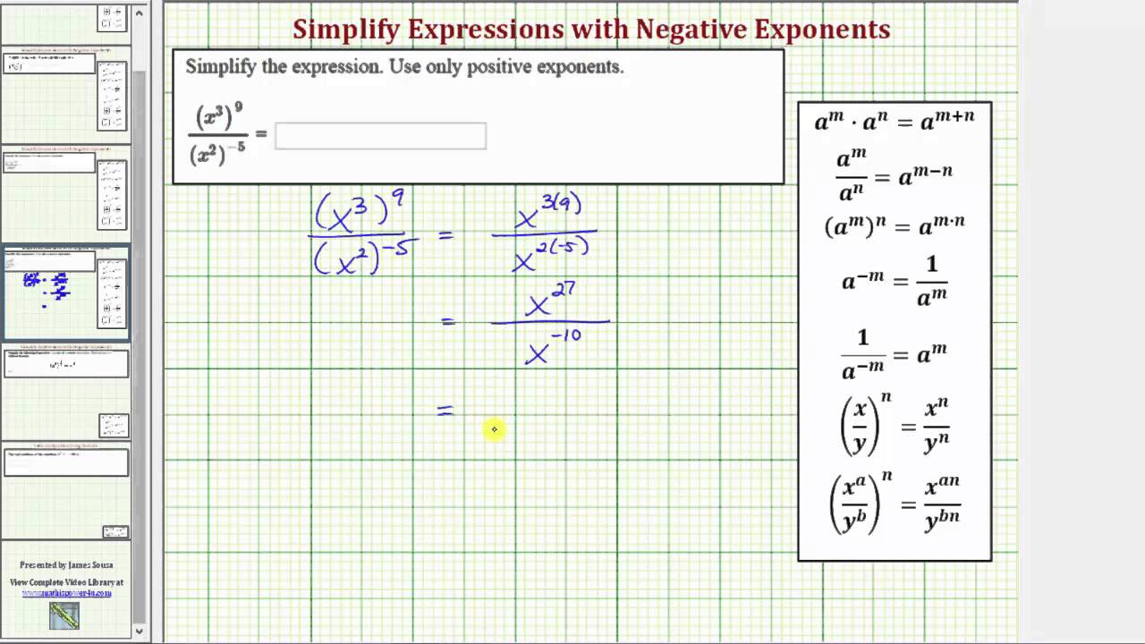 Ex: Simplify Variable Expression with Exponents - Quotient with One Variable