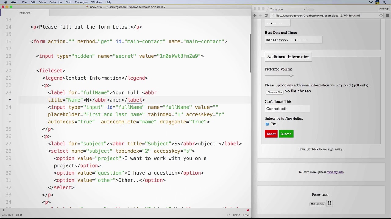 Input Field Types and Attributes