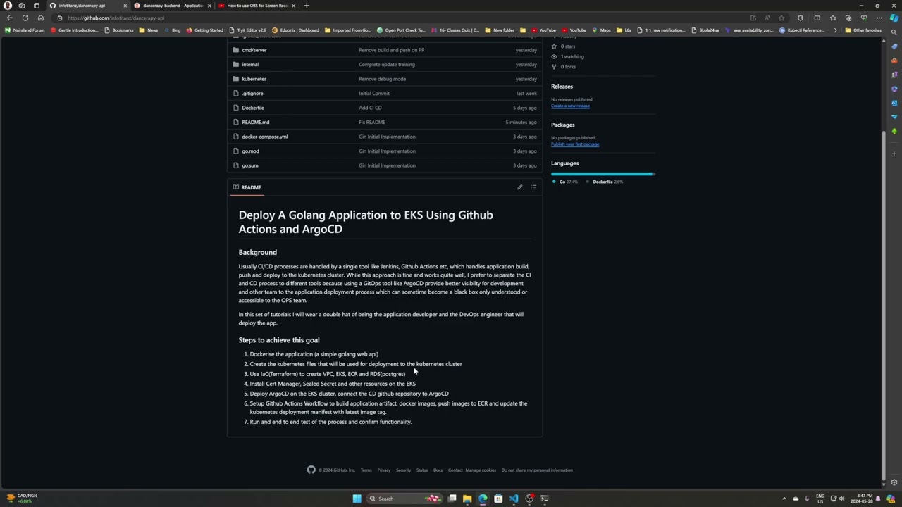 Deploy A Golang Application to EKS Using Github Actions and ArgoCD