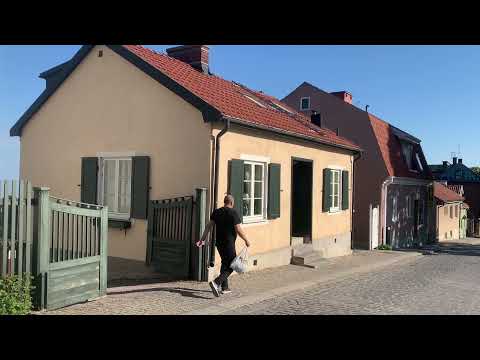Sweden Walks: Visborgsgatan, Gotland. Morning walk in medieval Swedish small town