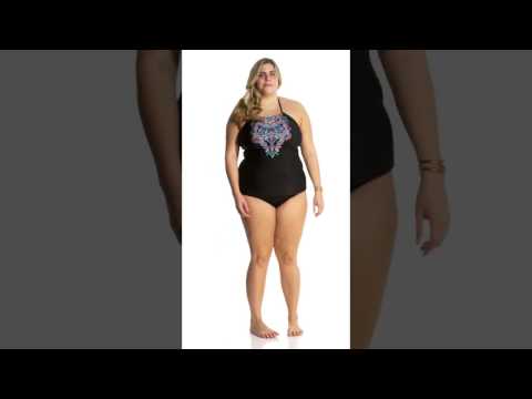 Kenneth Cole Reaction Plus Size Dream Weaver High Neck Tankini Top | SwimOutlet.com