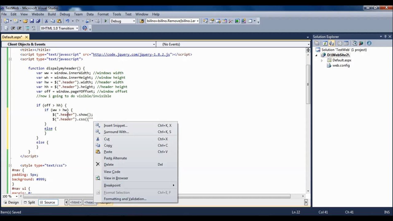 Fixed header when scrolling down or Window Scroll using Jquery (How to)