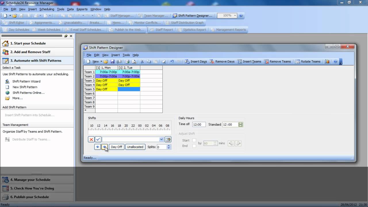 24-7/12 Hour Reduced Fatigue Shift Pattern