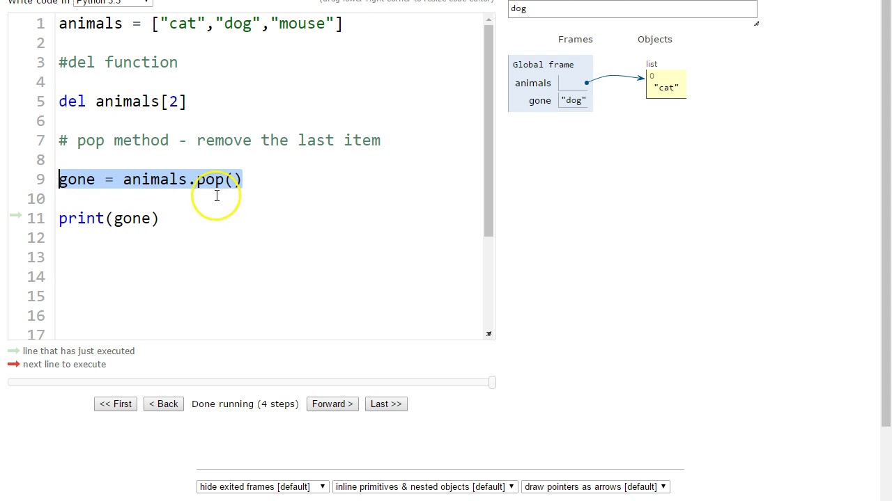 Python - Remove/pop items from a list