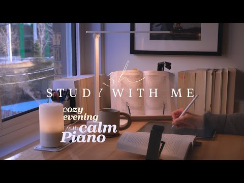 🌇 3-HOUR STUDY WITH ME at SUNSET 🎹 Calm Piano Music | Pomodoro 50-10 | Cozy Evening [music ver.]
