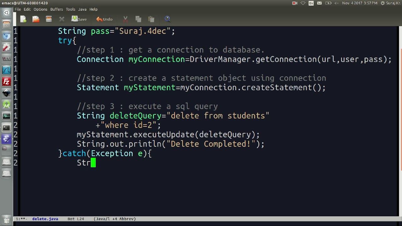 Java JDBC Tutorial 4 : Delete Data In MySQL Database