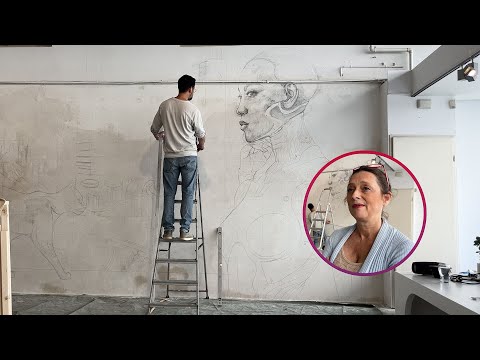 Grote muurschildering in galerie: ‘Als het niet lukt, beginnen we gewoon opnieuw’
