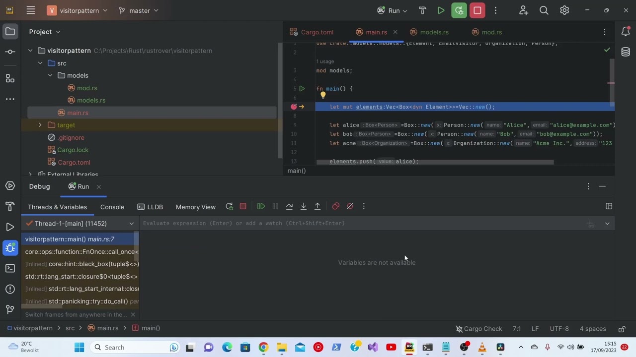 Debugging in RustRover: an experience with some rough edges