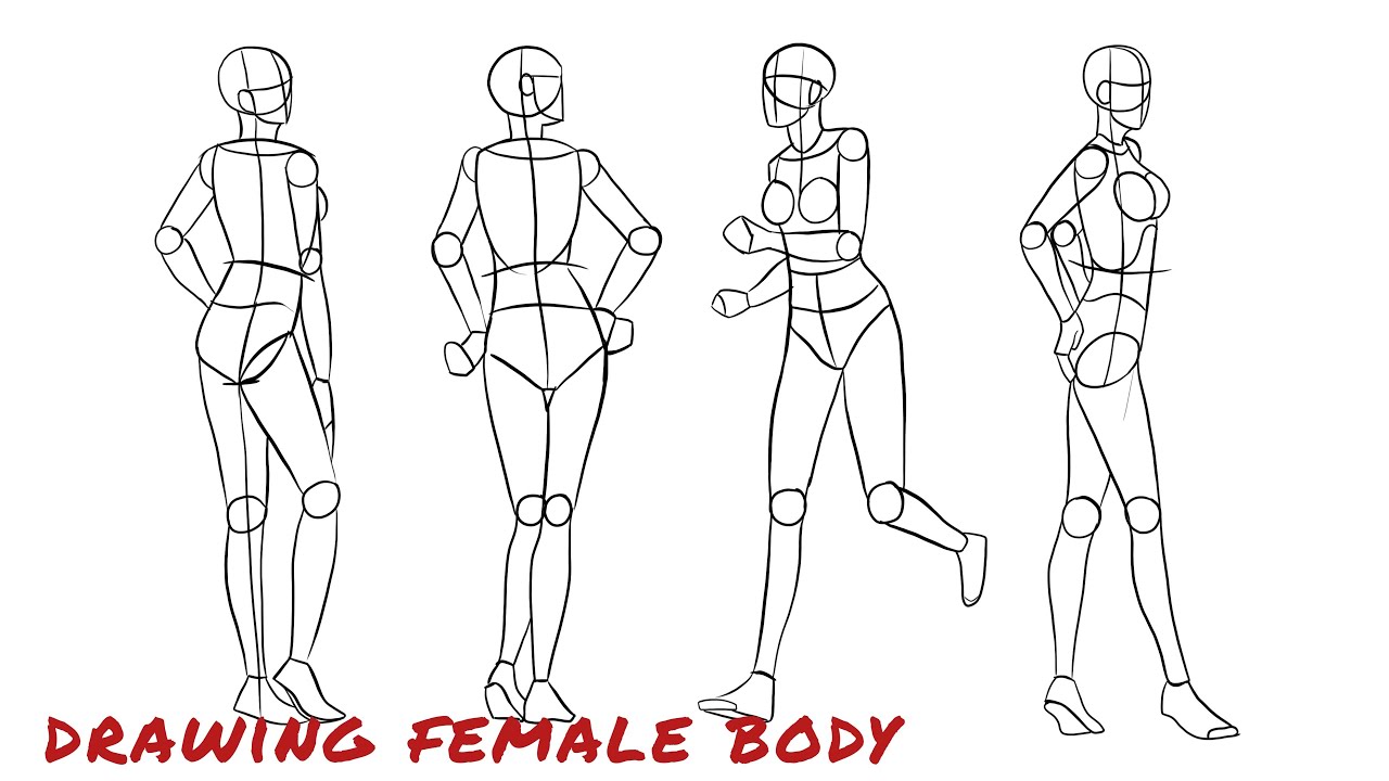 how to draw female body from different angle with simple shapes part 2 | drawing tutorial