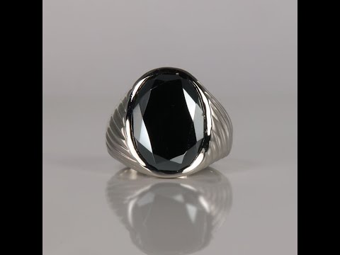 14K White Gold Hematite Ring