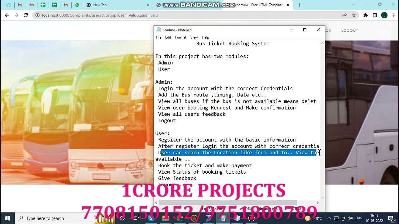 Bus Ticket Booking System using Java