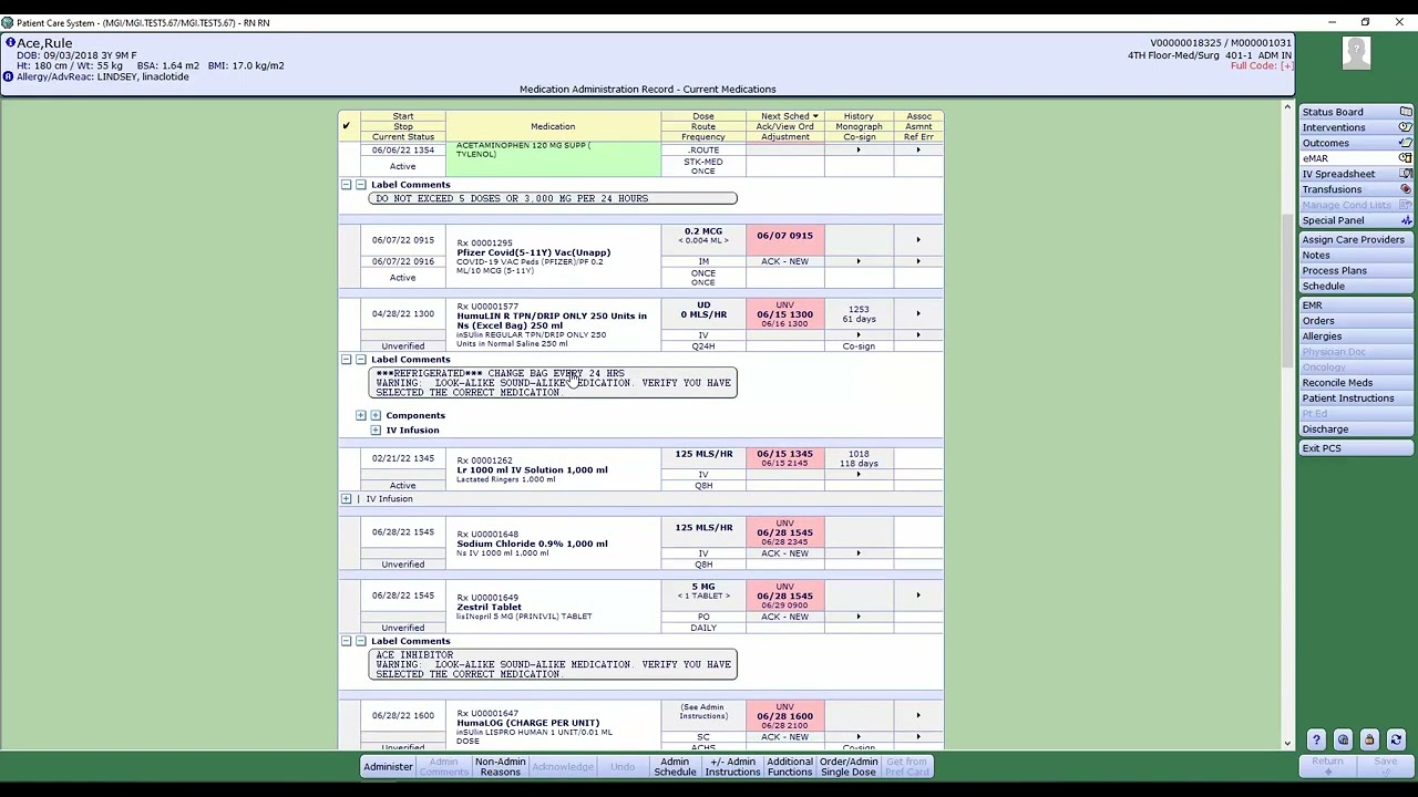 Meditech Electronic Medication Administration Record