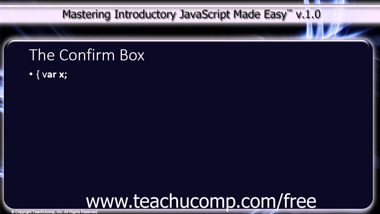 JavaScript Training Tutorial The Confirm Popup Box