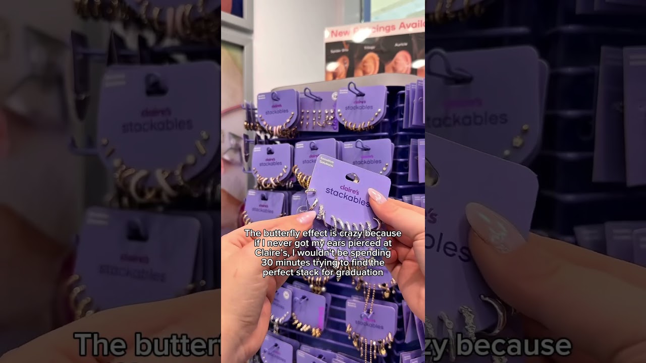 When you go home with 3 earrings stacks after every trip... #Claires #iykyk #butterflyeffect