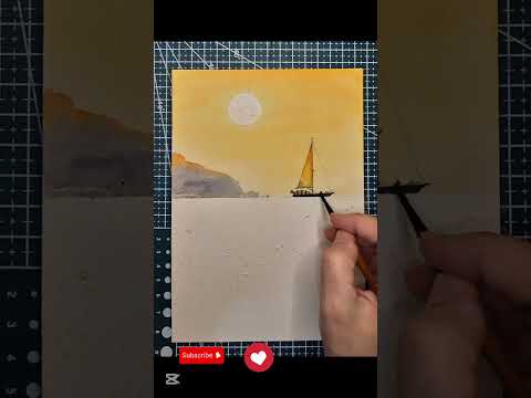 How to paint a seascape with a boat in watercolour #watercolor #seascape#waves #boat #beginners