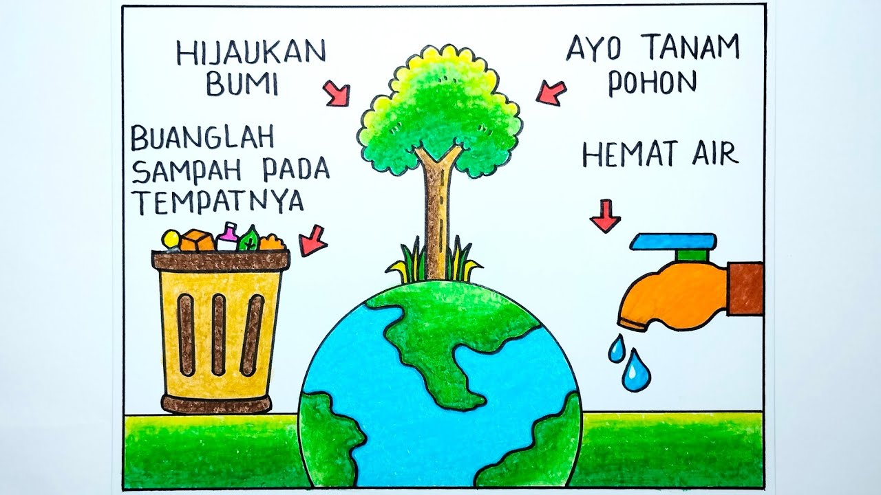 Cara membuat poster lingkungan 🌳 Poster lingkungan