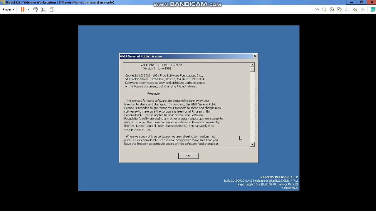 how to install react os in vmware