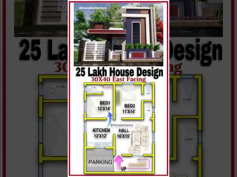 "25 Lakh Home Design: 30x40 East Facing House Plan & 3D Elevation"