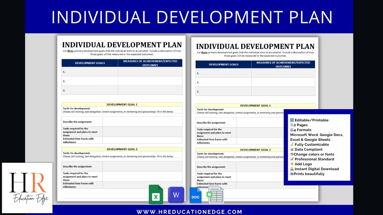 IDP Individual Development Plan Template w/ Example | Employee Performance Management | Career Goals