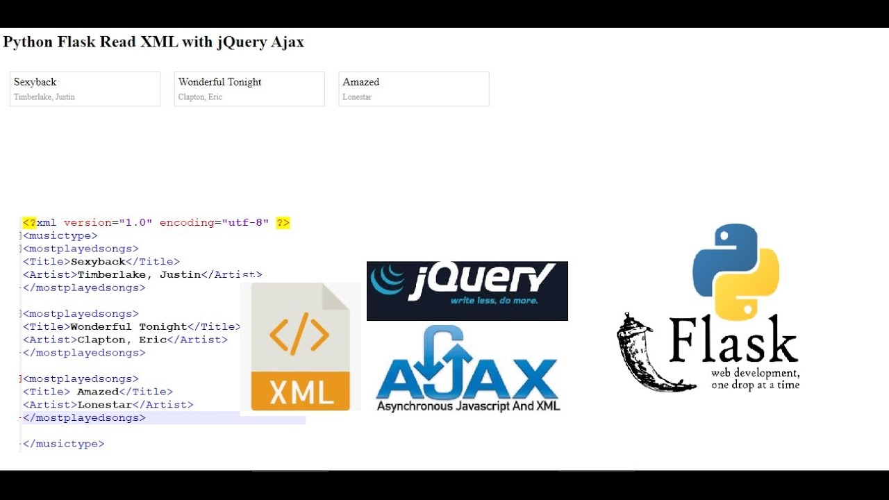 Python Flask Read XML with jQuery Ajax app.py