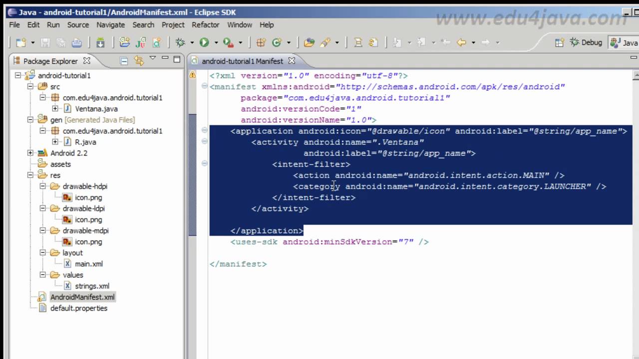 Android 2 Programming Tutorial Components and Project Structure