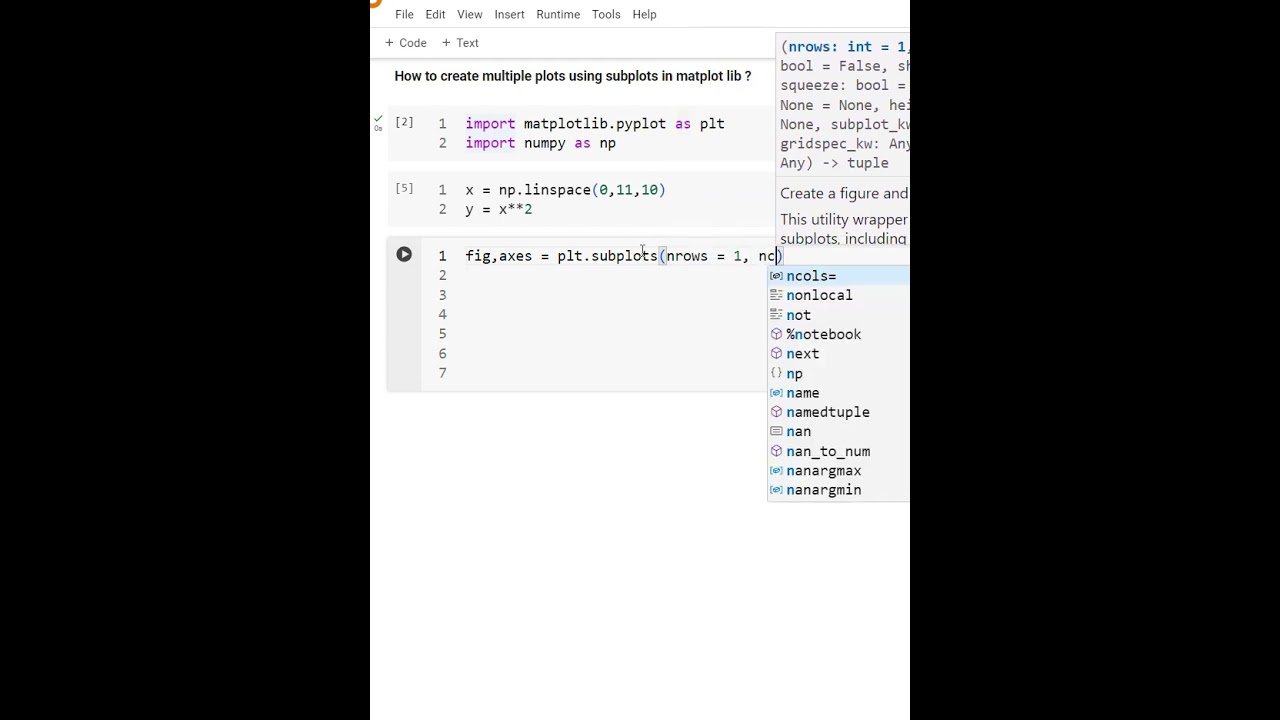 how to create multiple plots in the same figure using subplots in matplotlib #matplotlib #python