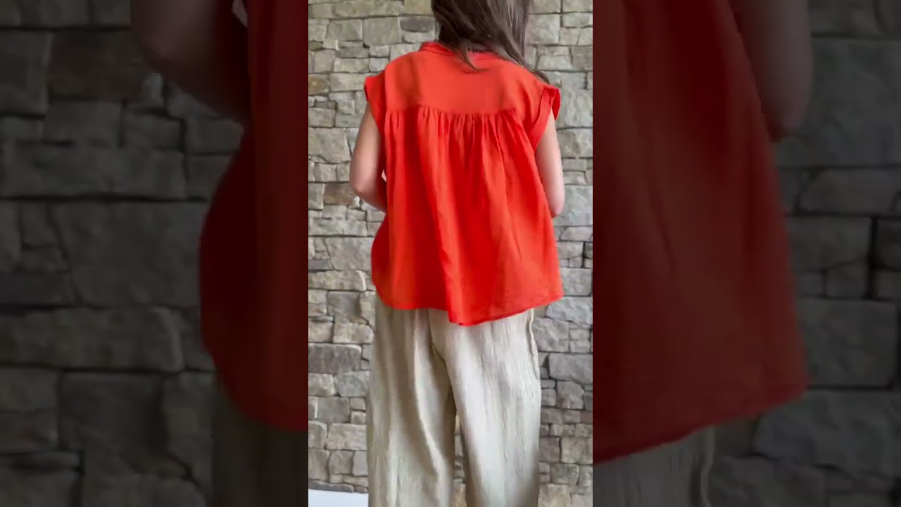 Elsie Pure Cotton Cap Sleeve Blouse Sunset