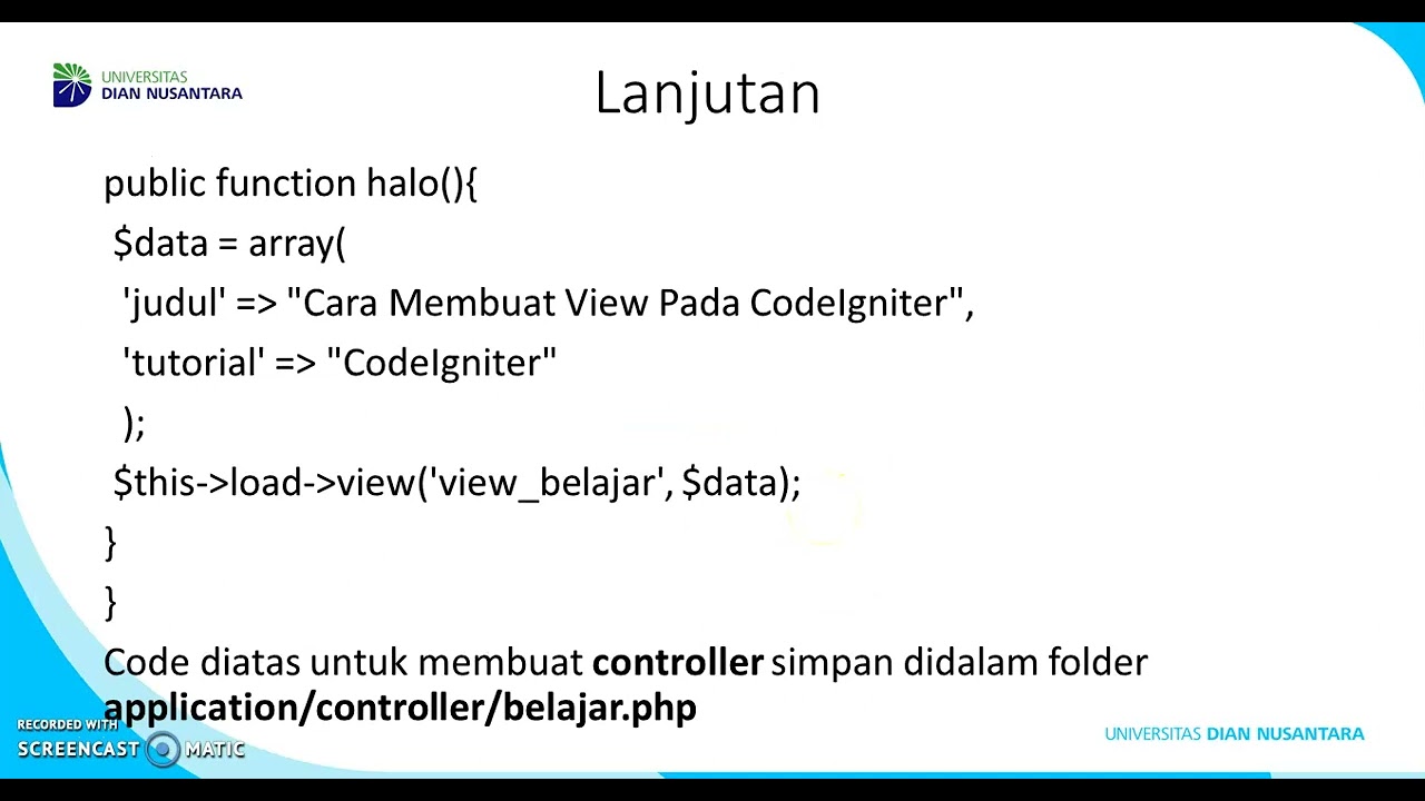 Pertemuan 2 Part 1- Object Oriented Programming (OOP) dalam Codeigniter