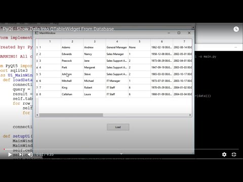 PyQt : Show Data Into QTableWidget From Database.