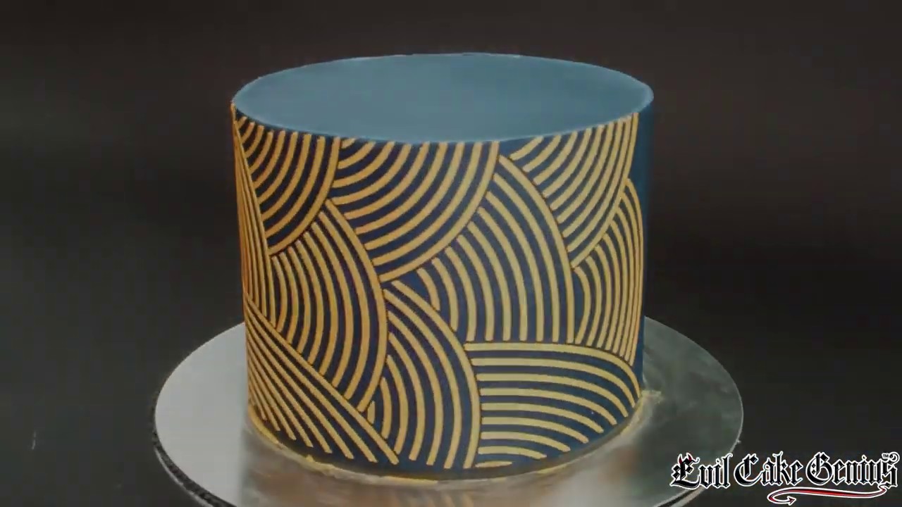 Gold Royal Icing Mix and Arc Stripe Cake Stencil