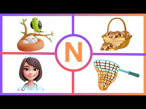 Words Starting with Alphabet Letter N for LKG UKG kids | List of N Words| Words that start with N