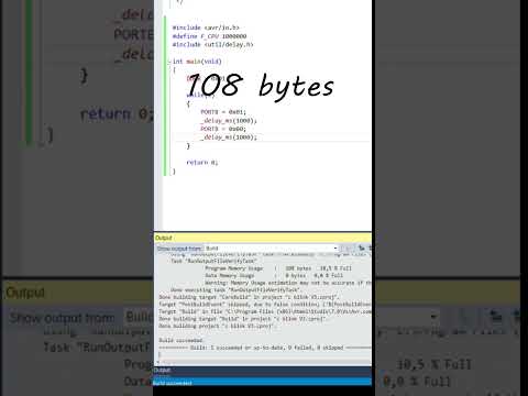 Blink code size test - Arduino vs C vs Assembly