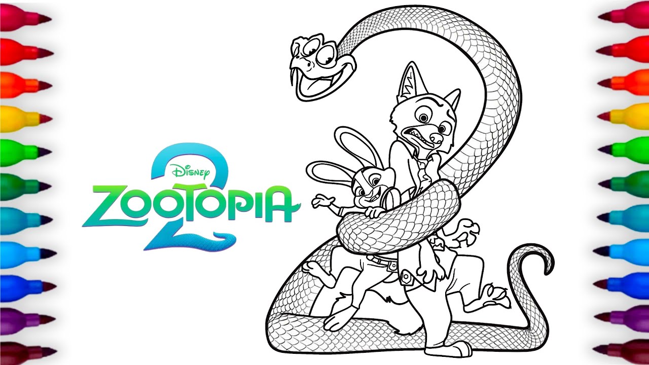 DISNEY Zootopia 2 Coloring Pages / How to Color Gary De'Snake, Nick Wilde, Judy Hopps