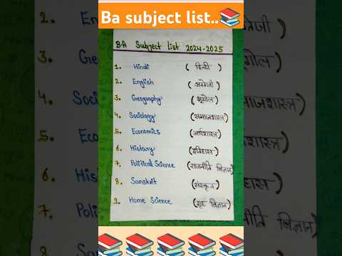 Ba subject list in hindi and english ЁЯУЪЁЯдл #shorts #study