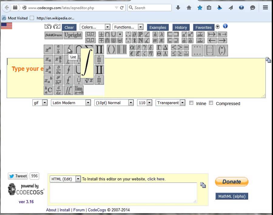 Create Equations using an Online LaTeX editor