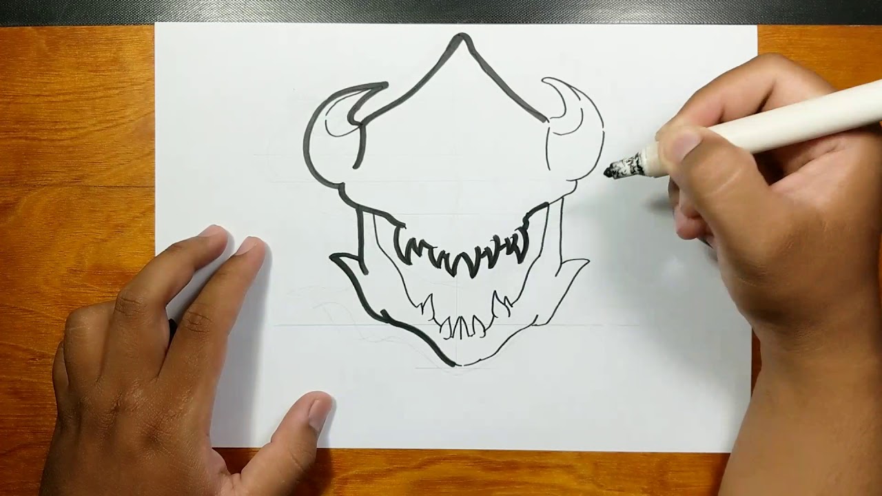 Drawing GASTER BLASTER HEAD - UNDERTALE step by step